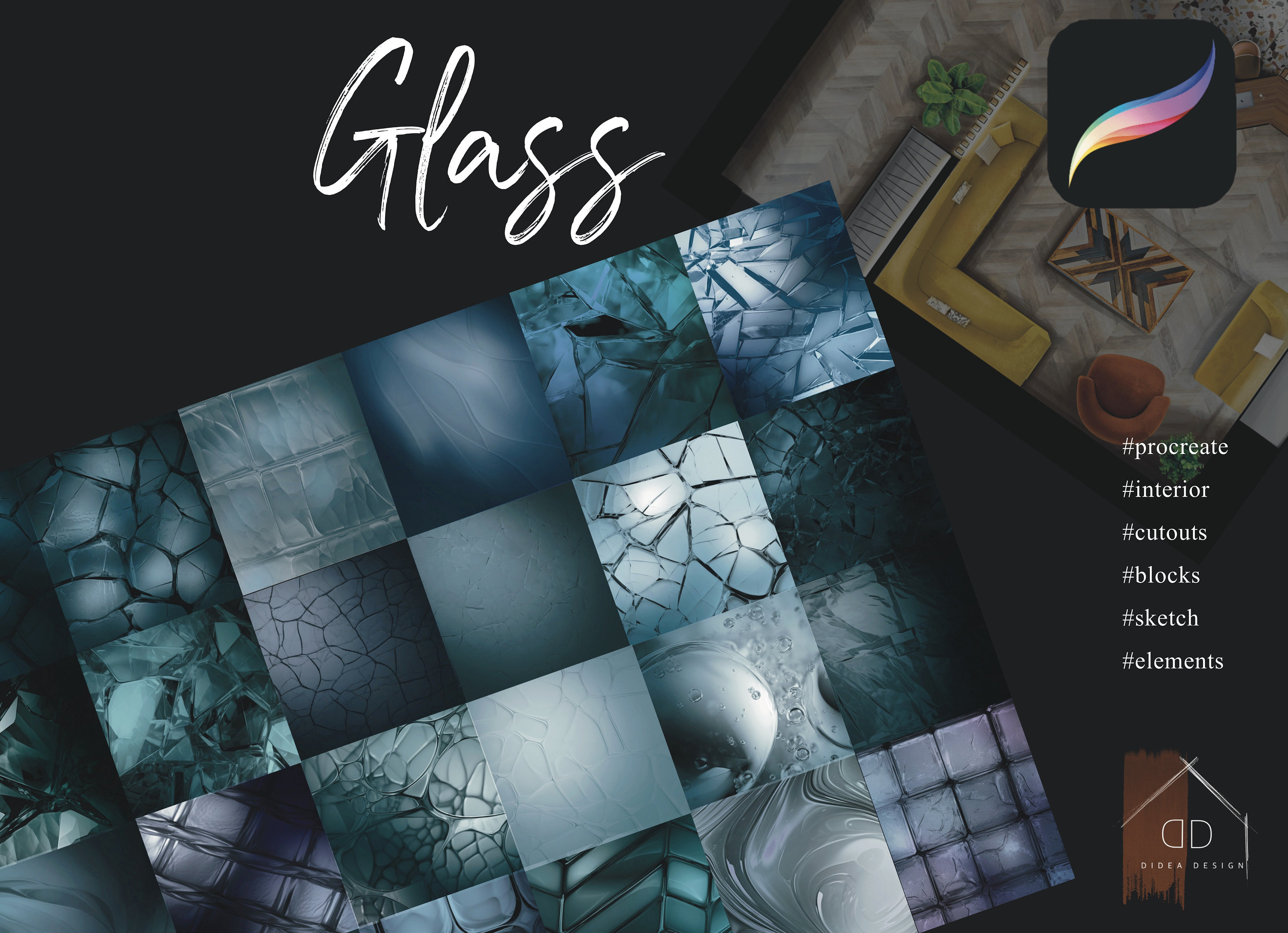 Procreate Glass Texture Brush Stamp Design Interior Sketch Blocks - Etsy