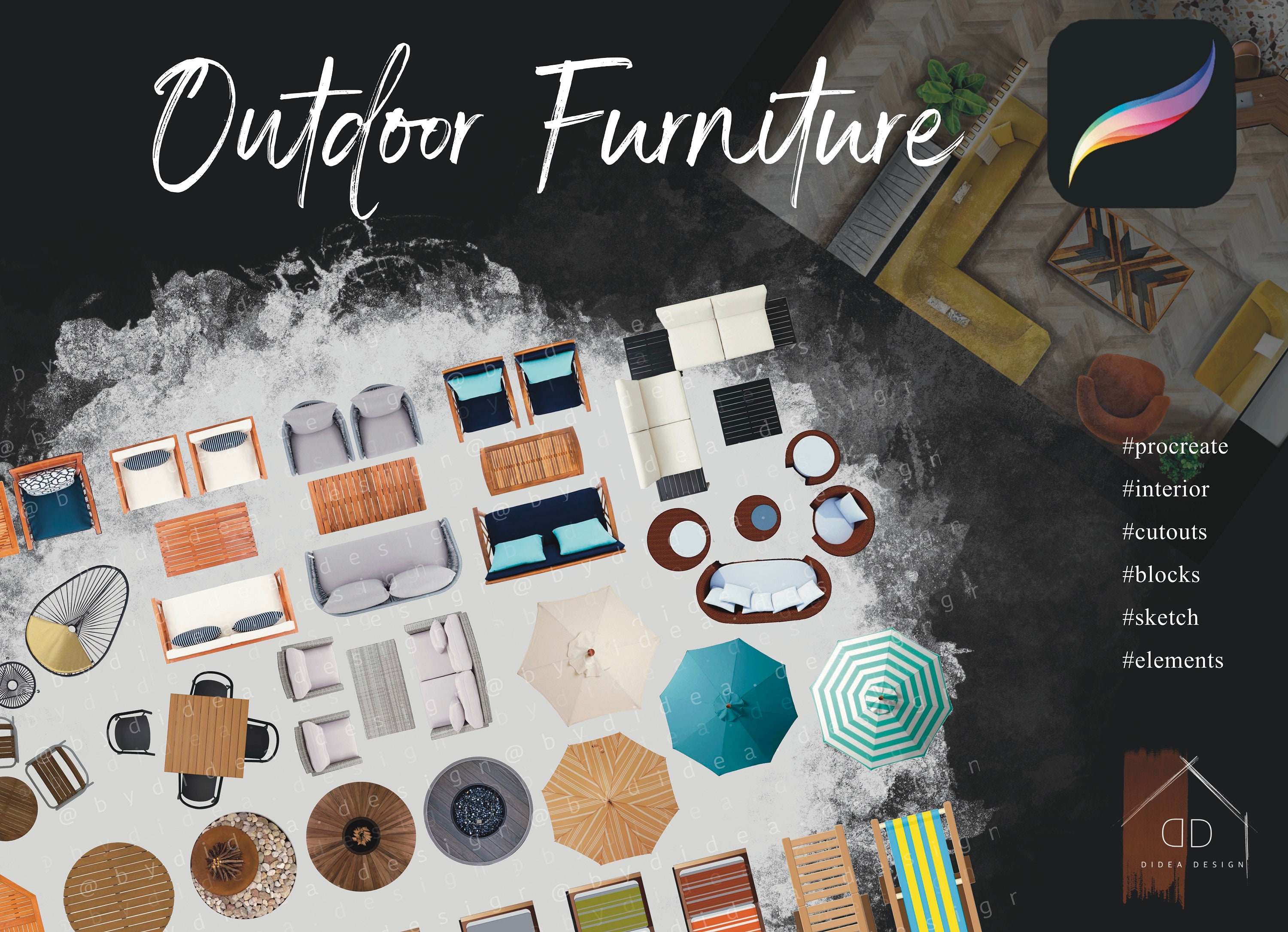 Procreate Outdoor Furniture Cutouts Interior Design Sketch Blocks - Etsy