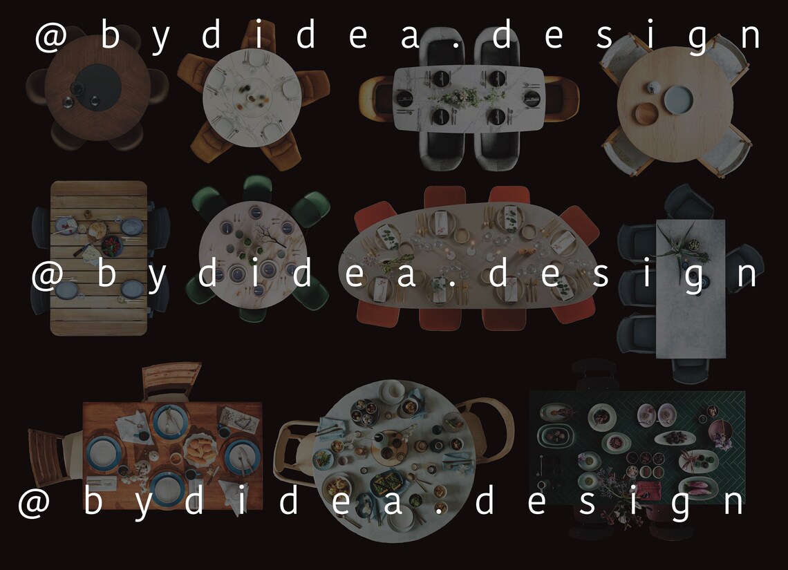 Procreate Dining Tables Cutouts Interior Design Interior Sketch - Etsy