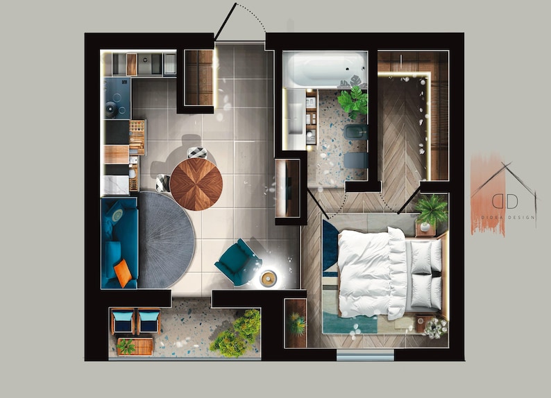 2D Home Plan Sketch Interior Architecture House Layout Apartment Plan ...