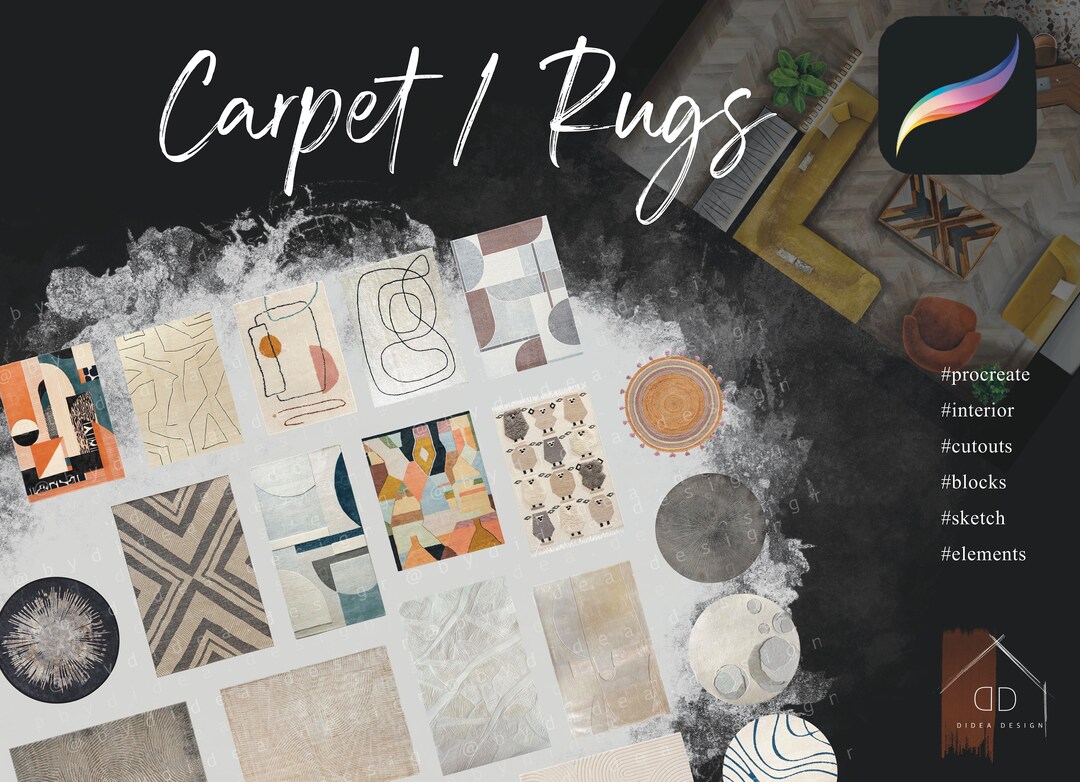 Procreate Carpets Rugs Cutouts Design Interior Sketch Blocks Elements ...