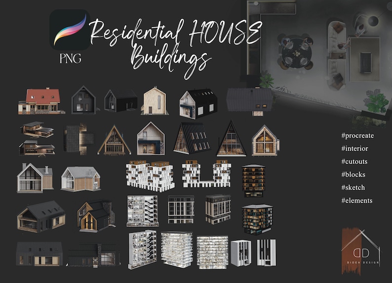 Procreate Construction Houses Home Residential Buildings Cutouts Sketch ...