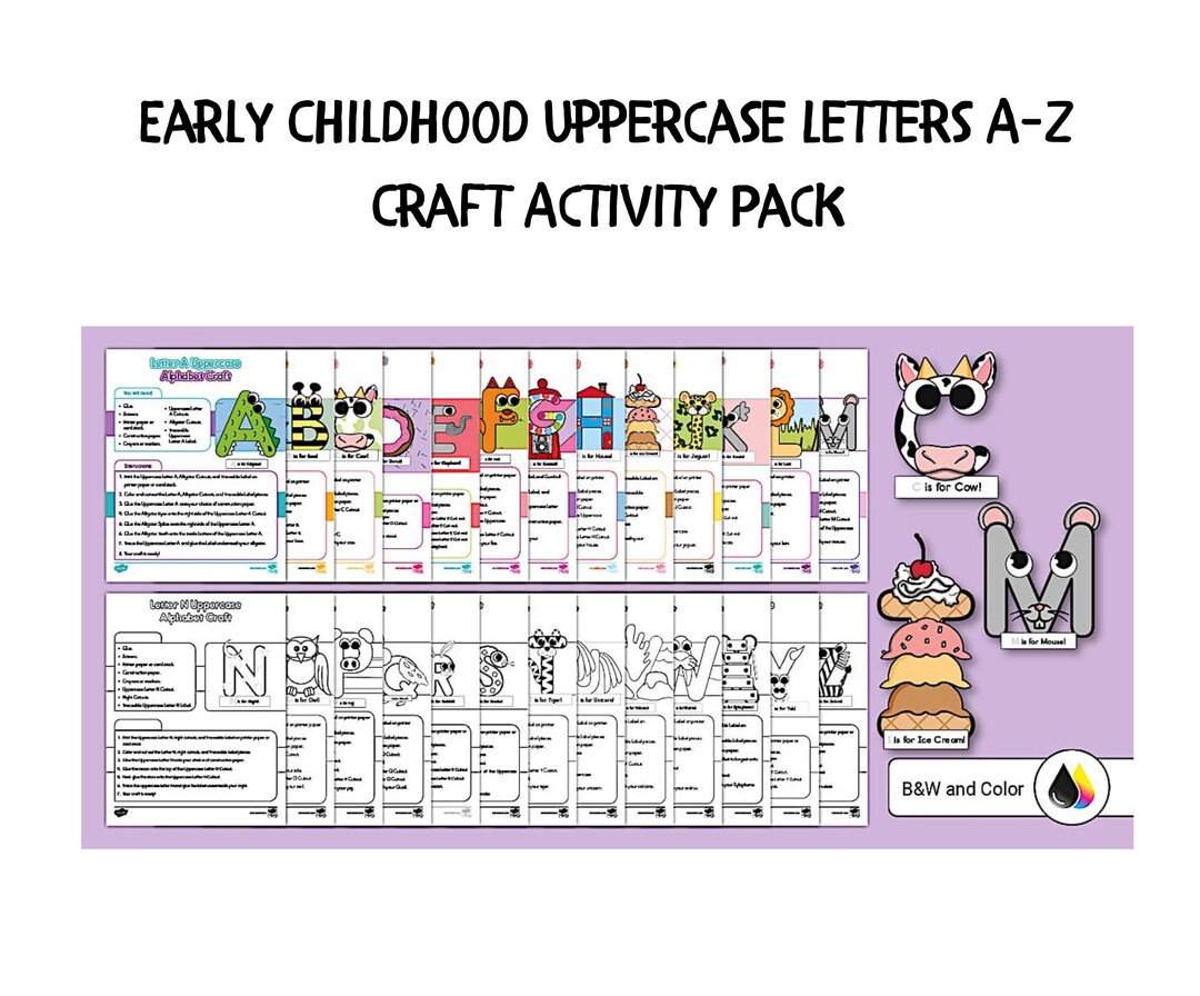 Early Childhood Uppercase Letters A-Z Craft Activity Pack Digital - Etsy
