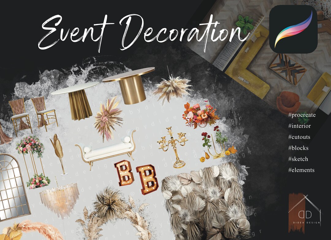 Procreate Event Design Interior Exterior Sketch Blocks Elements Cutouts ...