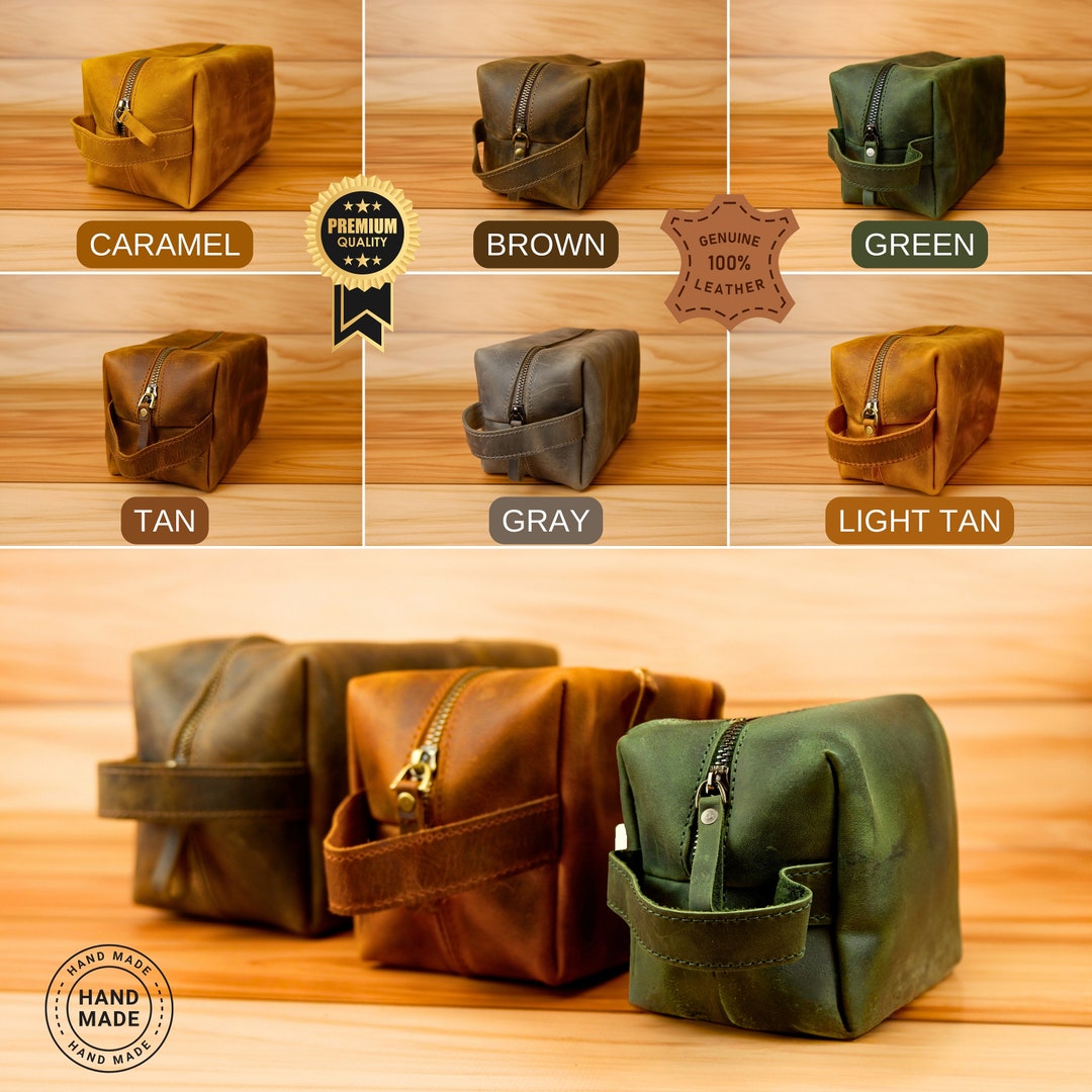 Genuine Leather Dopp Kit LARGE, Personal Care Bag, Makeup Bag, Carry ...