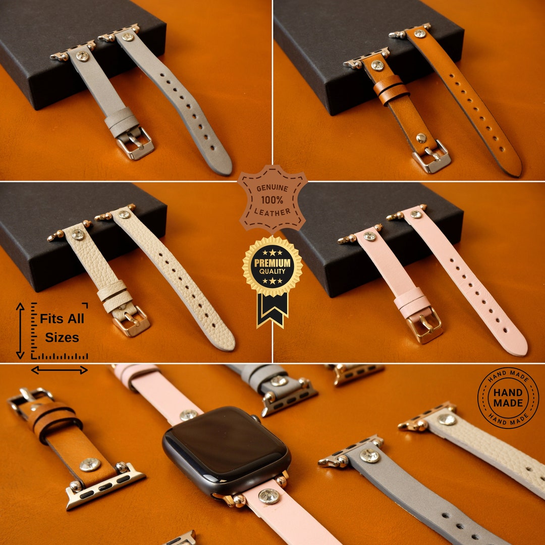 Leather Apple Watch Band Diamond-looking for Women, 38mm/40mm/41mm/42mm ...