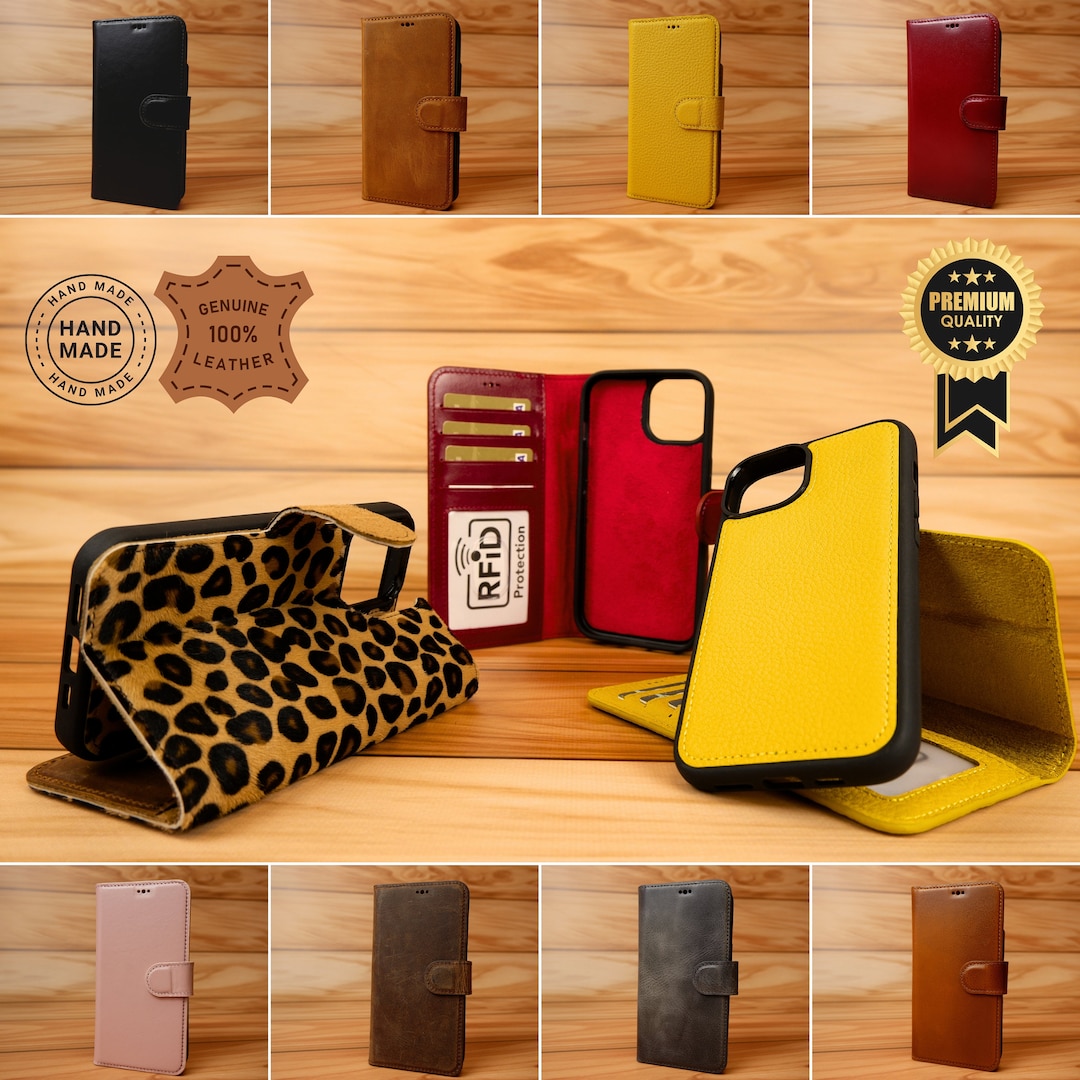 IPhone 13 /pro/ Pro Max/leather Card Holder Magnetic Wallet Detachable ...