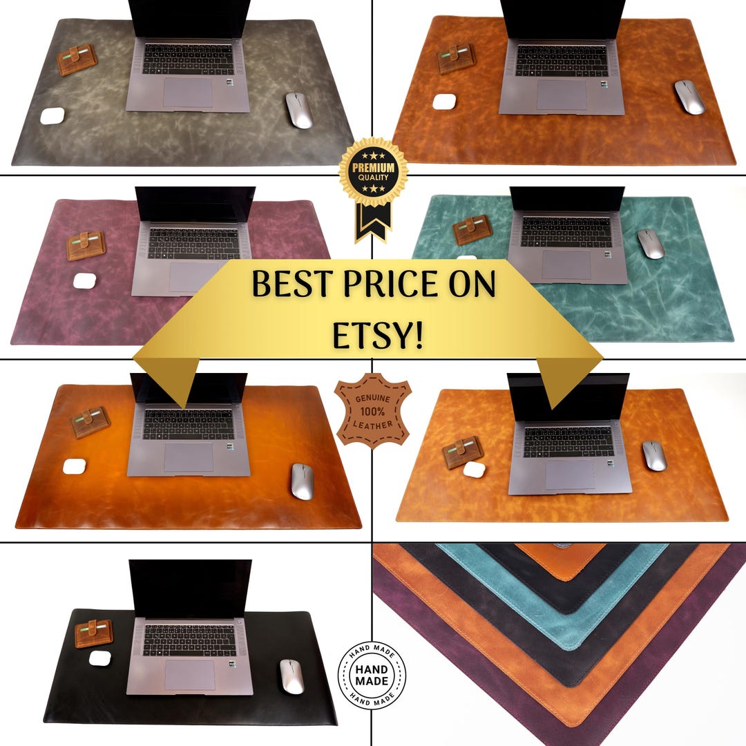 Personalized Genuine Leather Desk Mat - Non-slip, Eco-friendly, 36"x19 ...