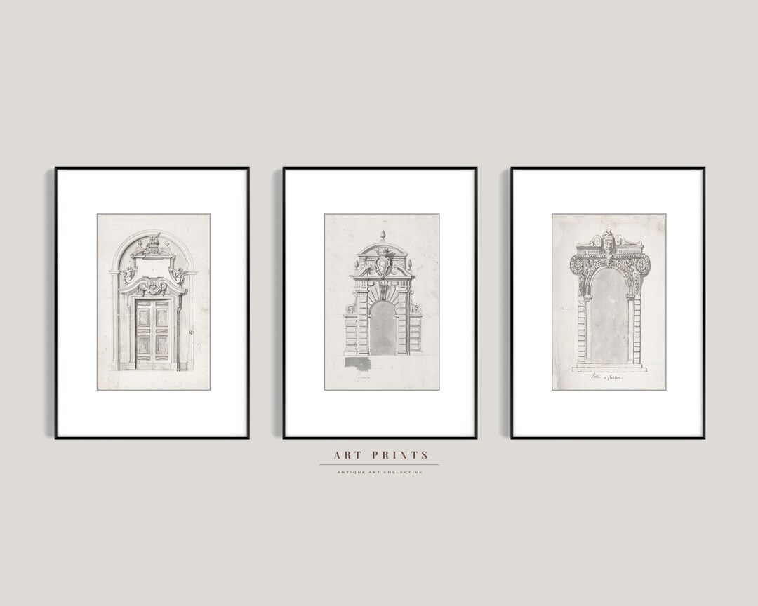 Architectural Drawing Gallery Wall Art | Vintage Architecture Sketch ...