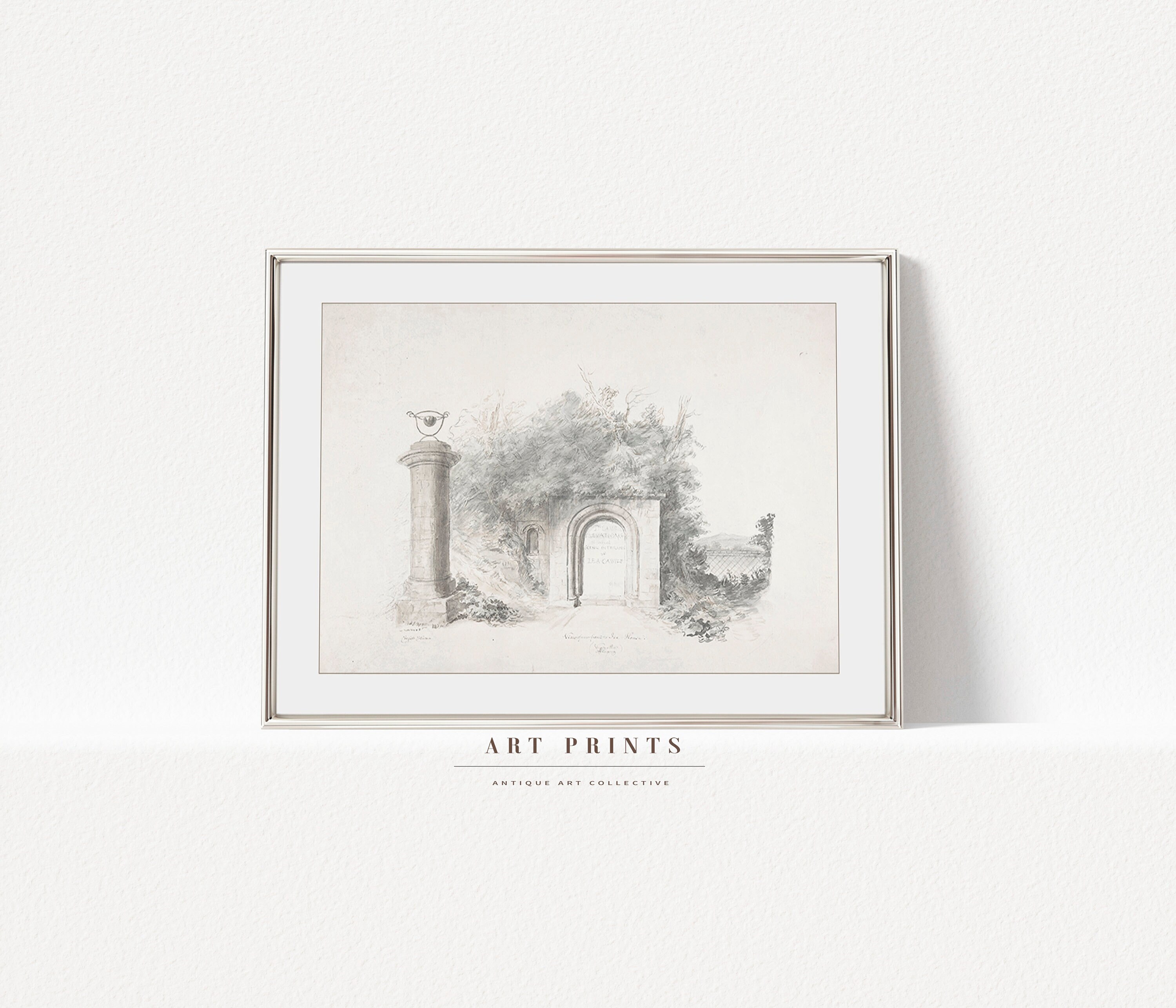 Architecture Drawing Vintage Architectural Drawing PRINTABLE Sketch ...