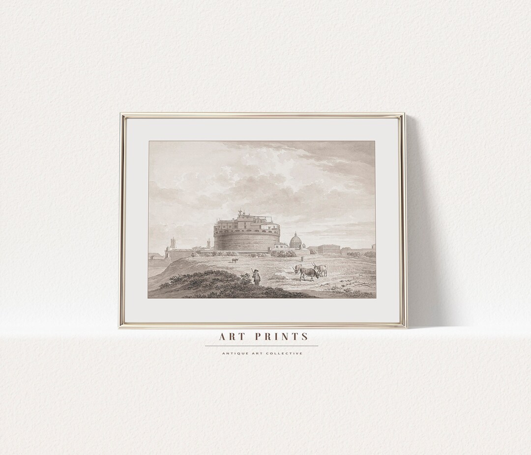 Vintage Cityscape Painting | Rome Pastel Art Print | Italian Cityscape ...