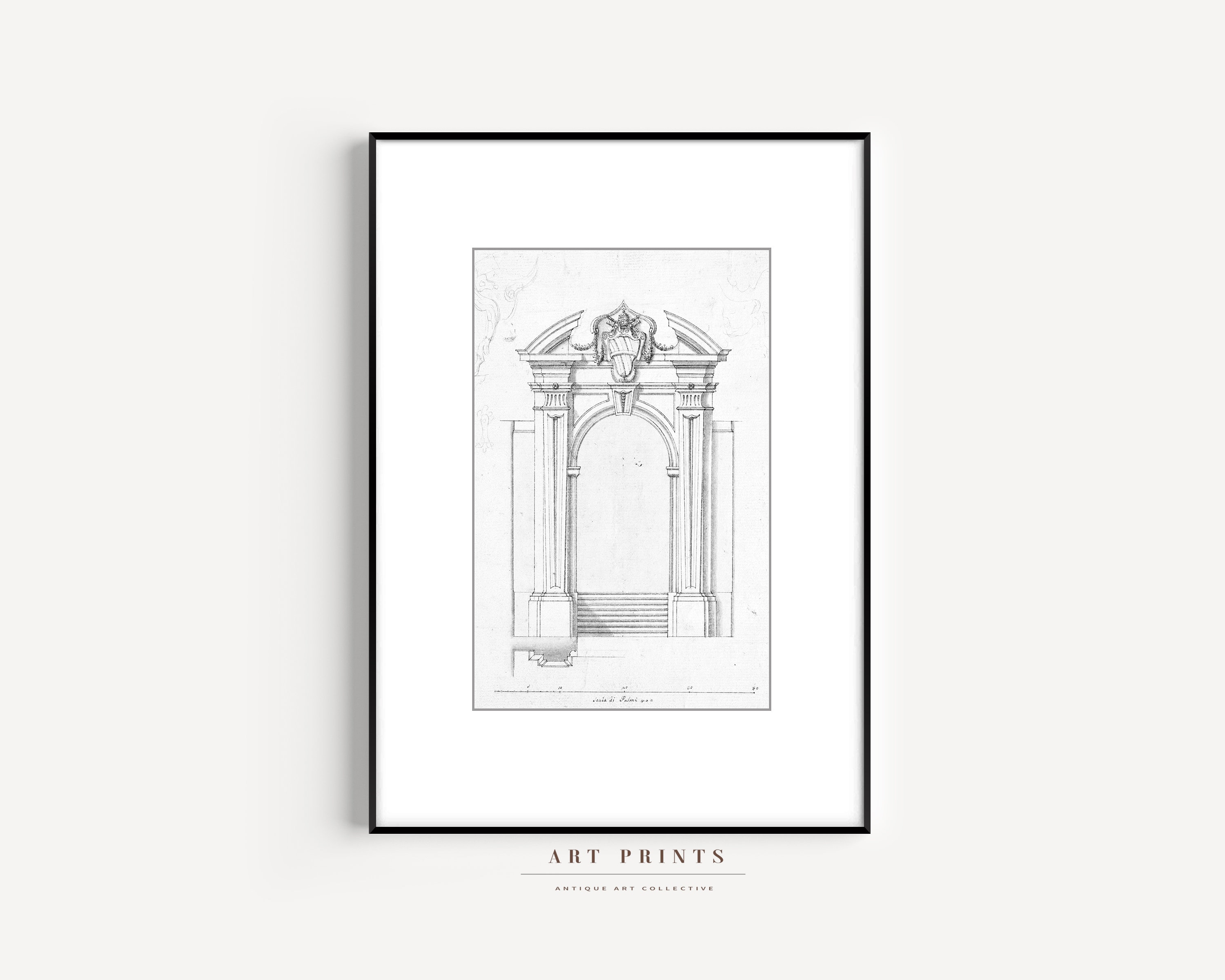 Architectural Drawing Gallery Wall Art | Vintage Architecture Sketch ...