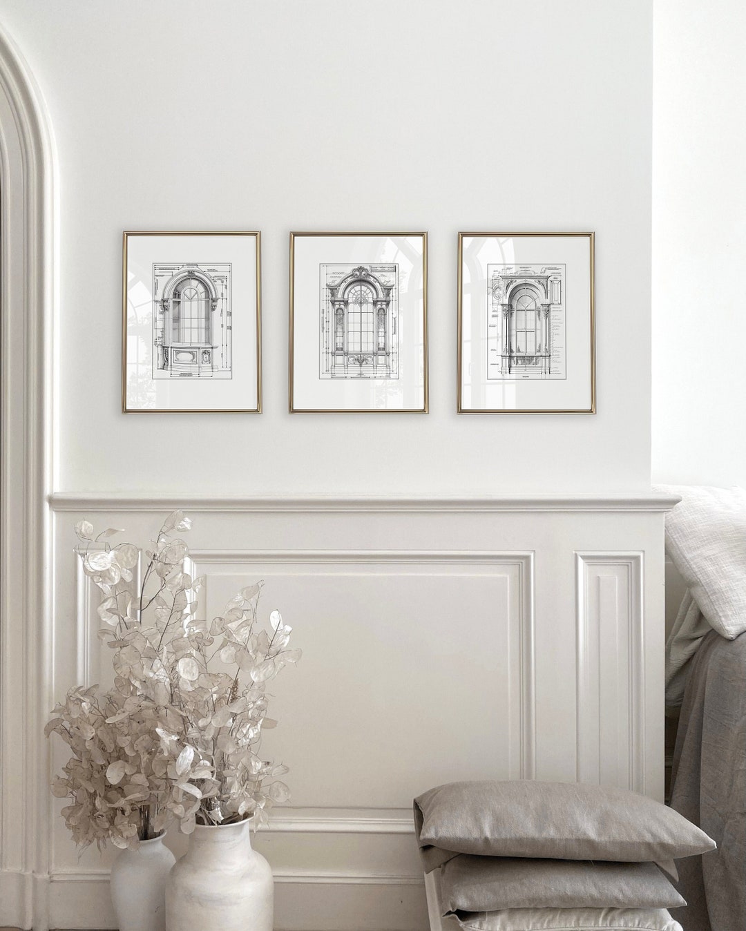 Architecture Drawing Gallery Wall Art | Vintage Architecture Sketch Art ...