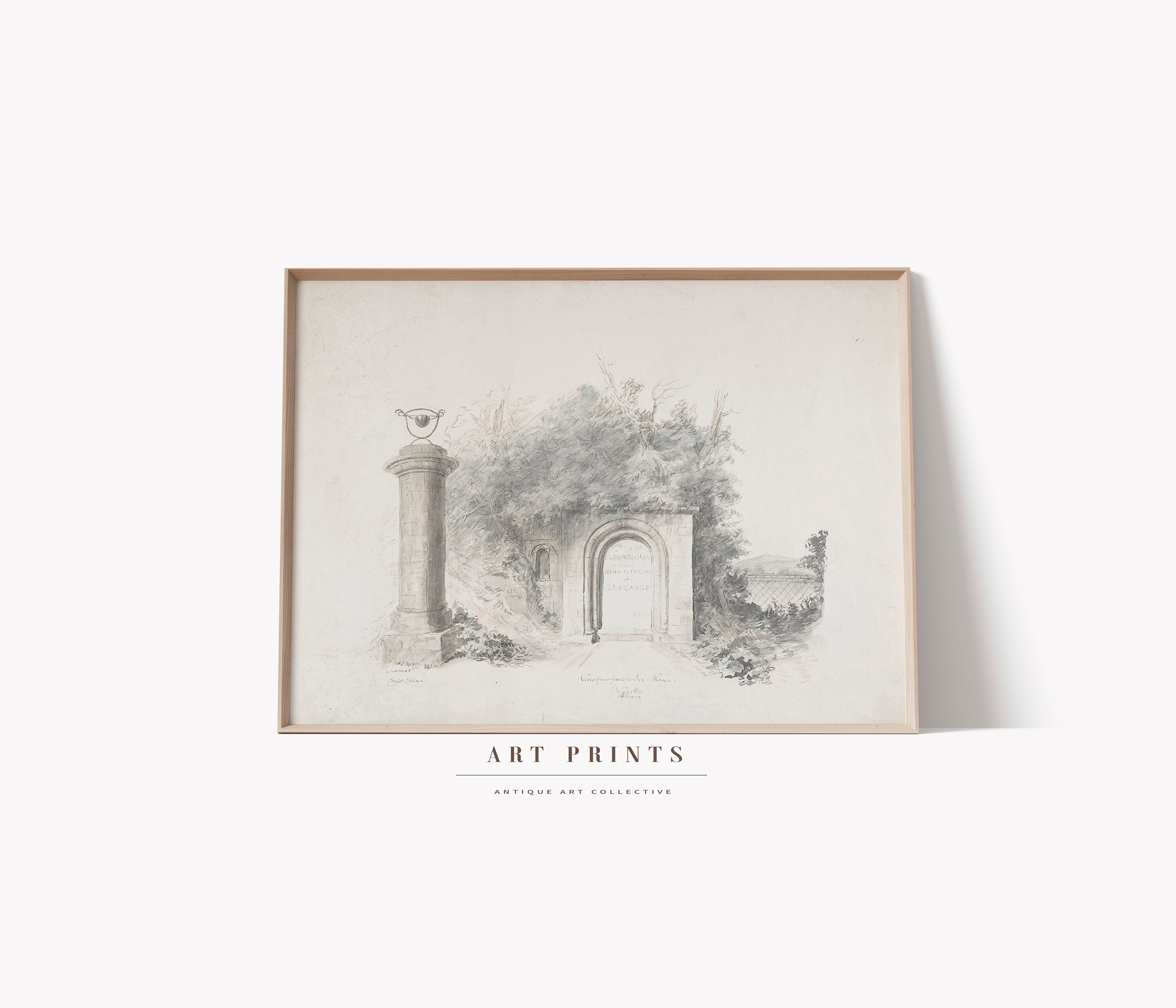 Architecture Drawing Vintage Architectural Drawing PRINTABLE Sketch ...