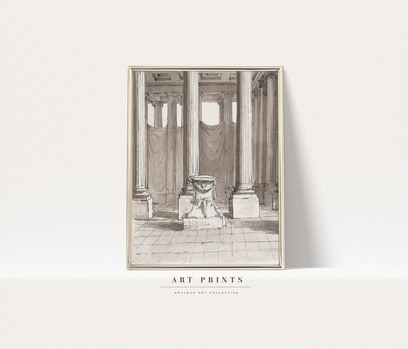 Architecture Drawing Gallery Wall Art | Vintage Architecture Sketch Art ...