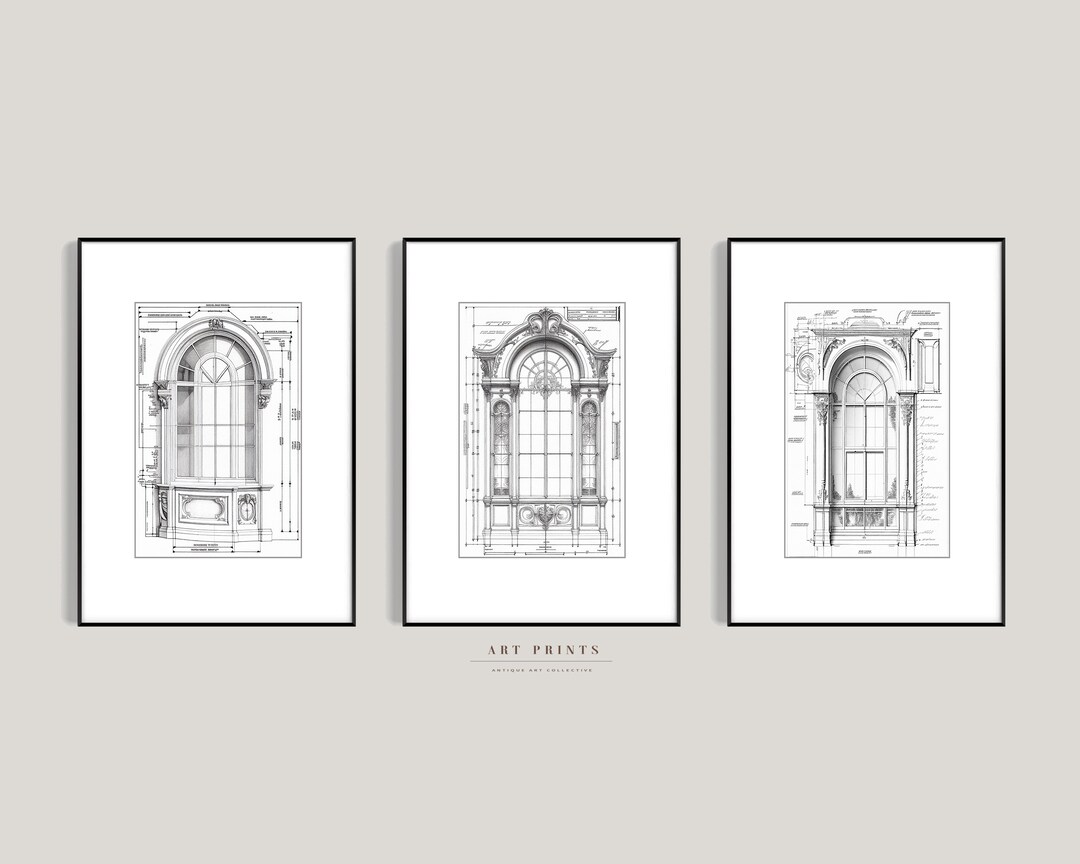 Architectural Drawing Gallery Wall Art | Vintage Architecture Sketch ...