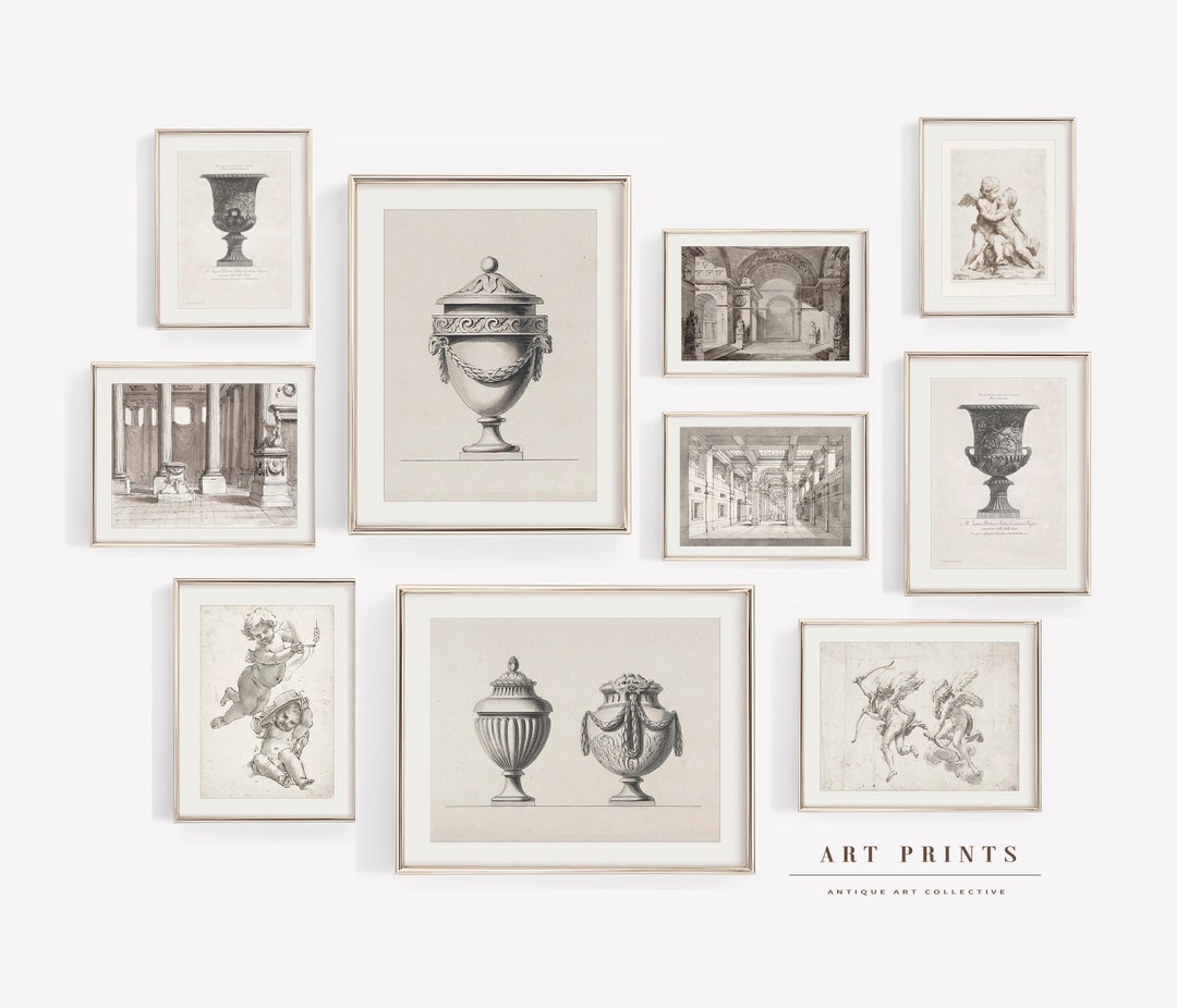 Vintage Architectural Drawing Gallery Set | Architecture Sketch Drawing ...