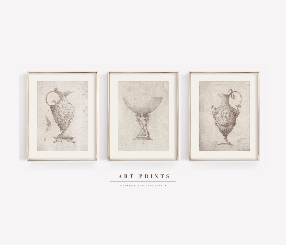 Vintage Architectural Drawing Gallery Wall Art | Architecture Sketch ...