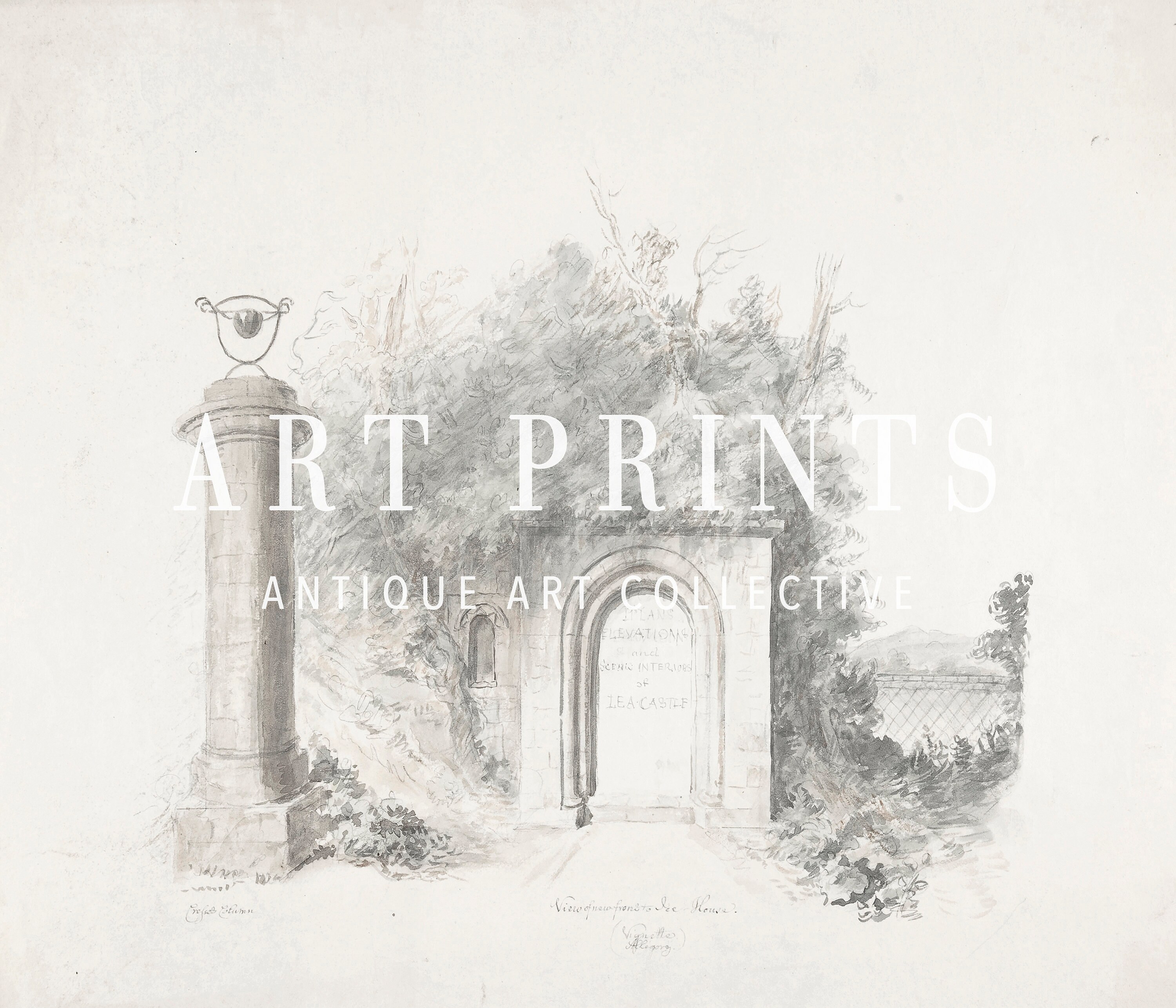 Architecture Drawing Vintage Architectural Drawing PRINTABLE Sketch ...