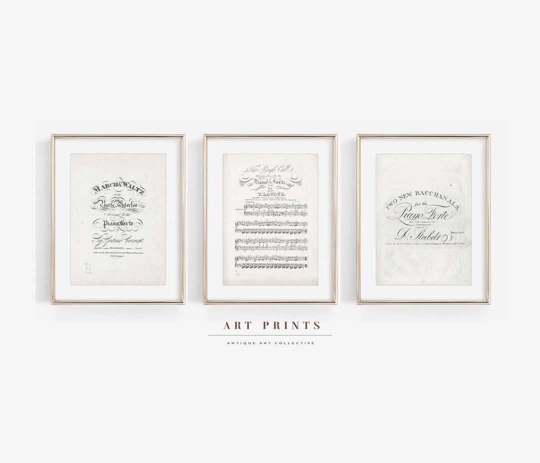 Vintage Sheet Music Print |music Wall Art Set of 3 |printable Old Music ...