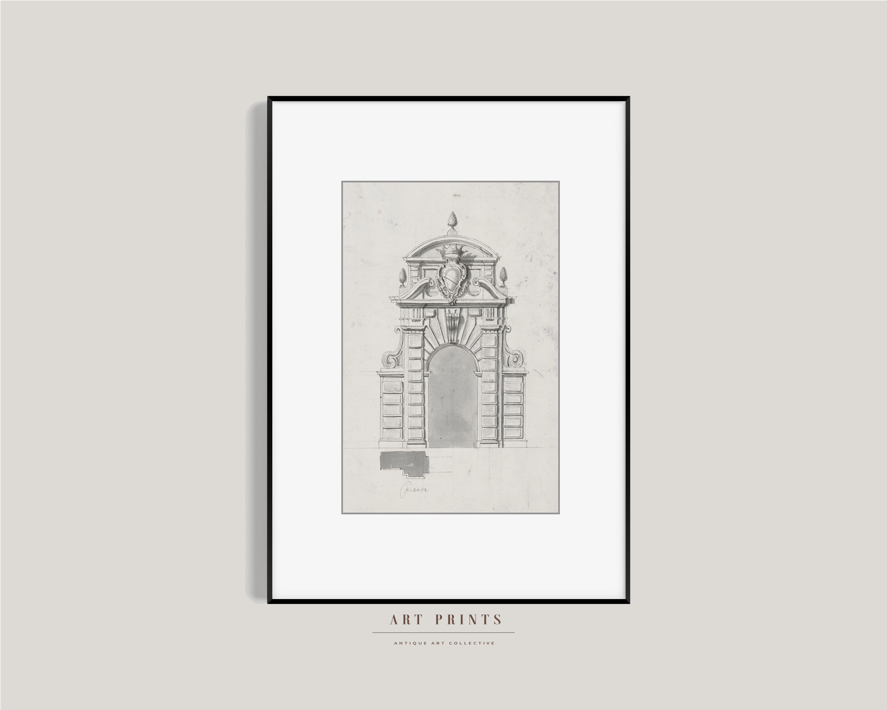 Architecture Drawing Gallery Wall Art Vintage Architecture Sketch Art ...