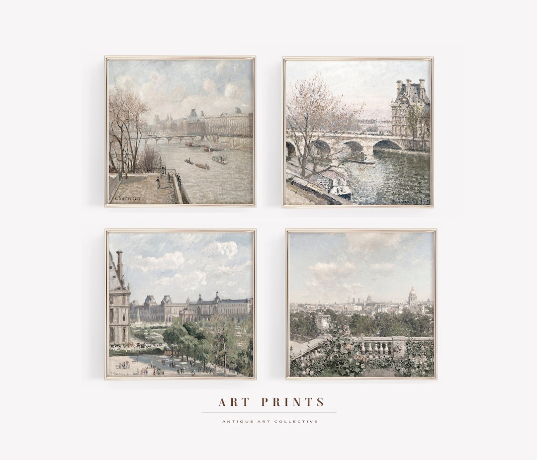 Vintage Cityscape Painting Gallery Wall Art| Paris Art Prints Set ...