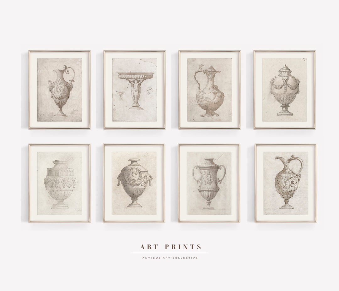 Vintage Architectural Drawing Gallery Wall Art | Architecture Sketch ...