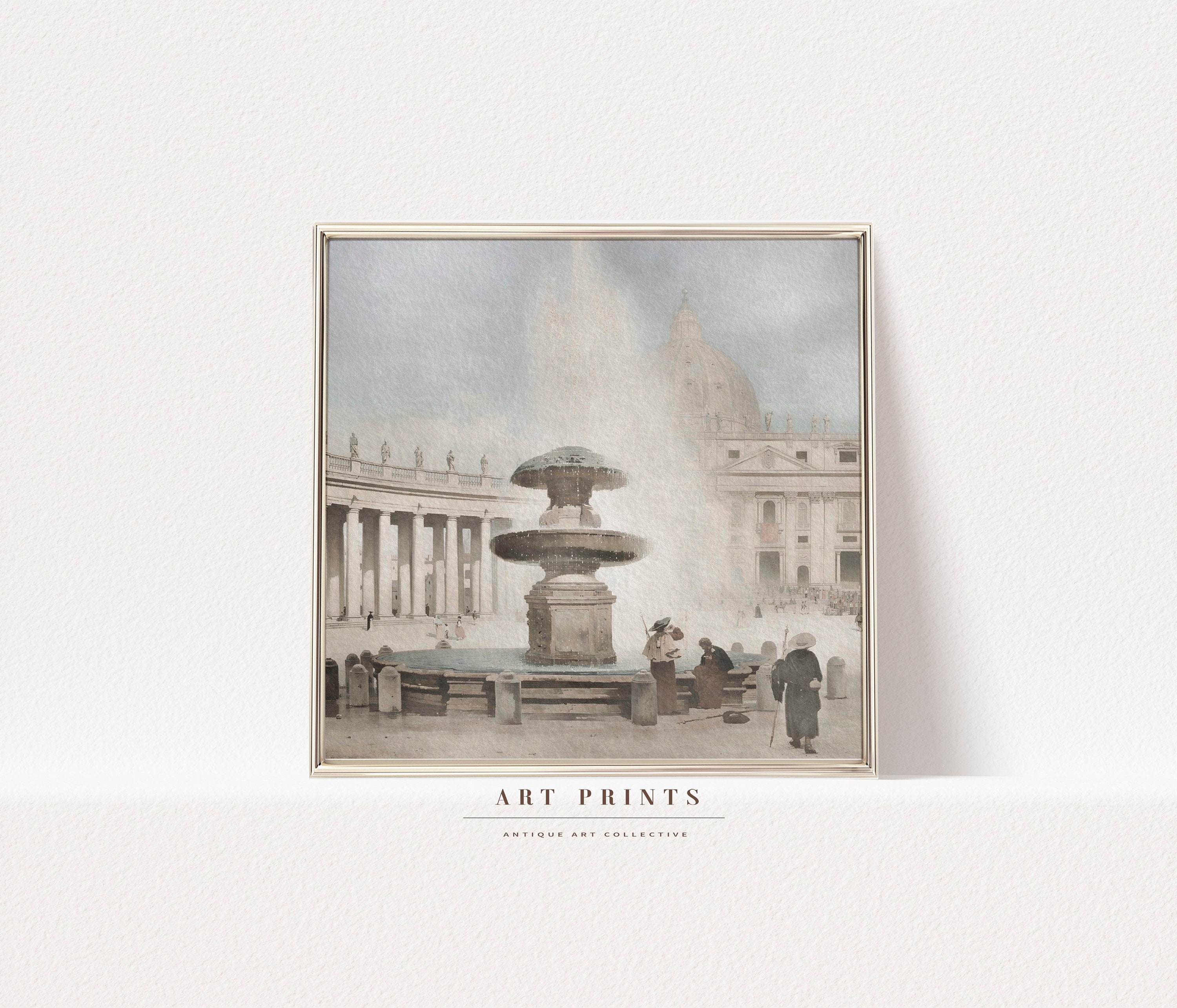 Vintage Cityscape Painting Rome Pastel Art Print Italian Cityscape ...