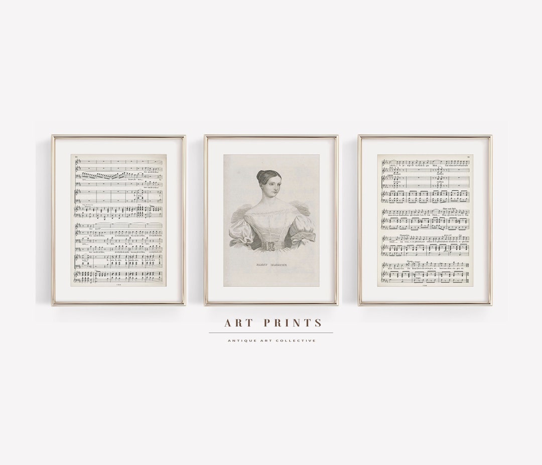 Vintage Sheet Music Print |music Wall Art Set of 3 |printable Old Music ...