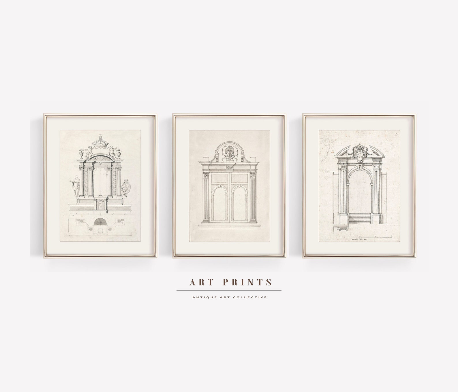 Architecture Drawing Gallery Wall Art | Vintage Architecture Sketch Art ...