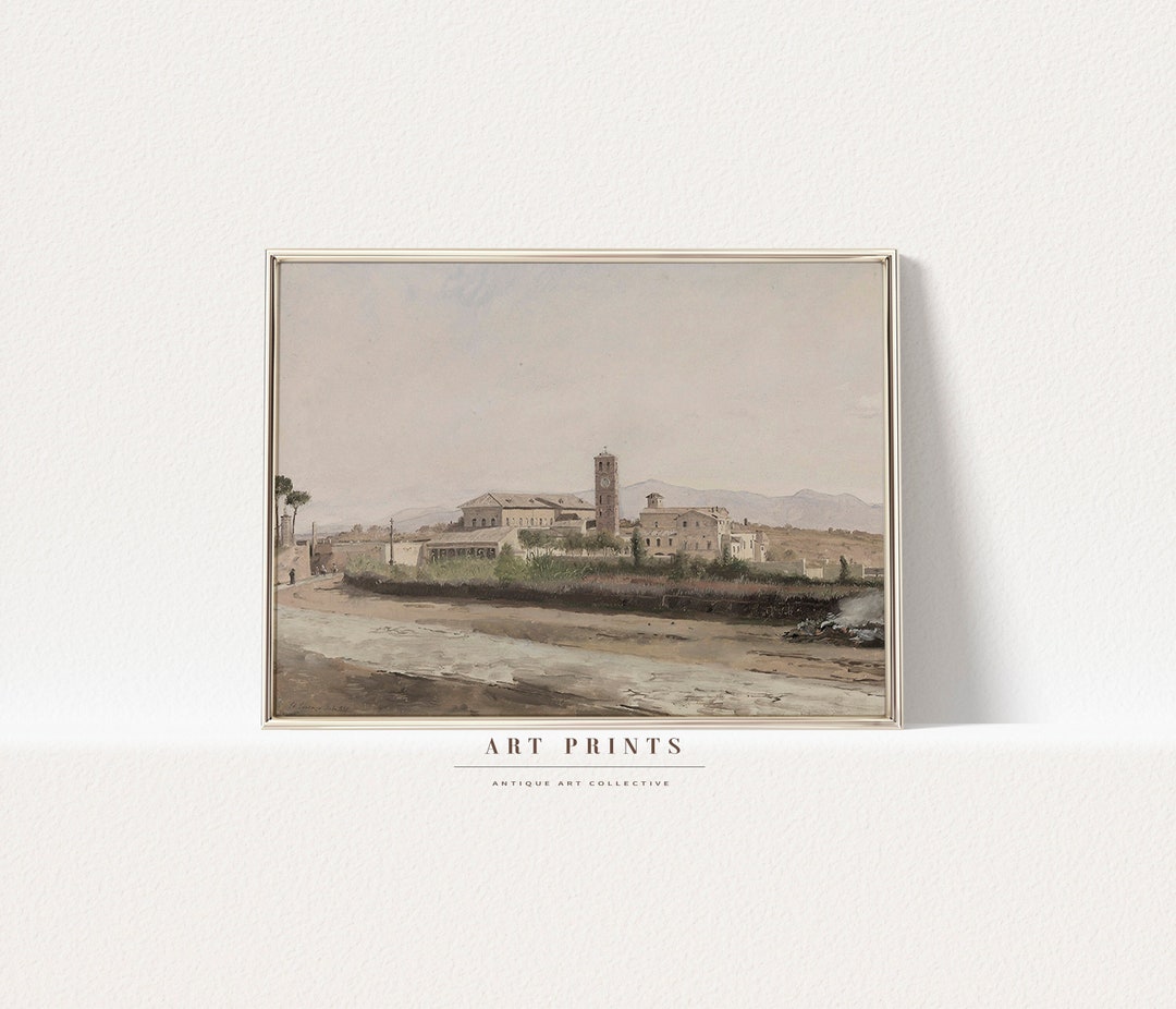 Vintage Cityscape Painting | Rome Pastel Art Print | Italian Cityscape ...