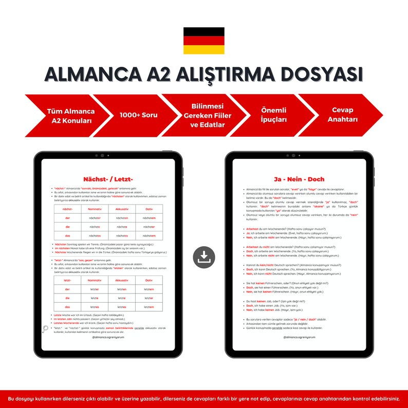 Almanca A2 Alistirma Dosyasi Tüm A2 Konulari 1000 Soru - Etsy.de