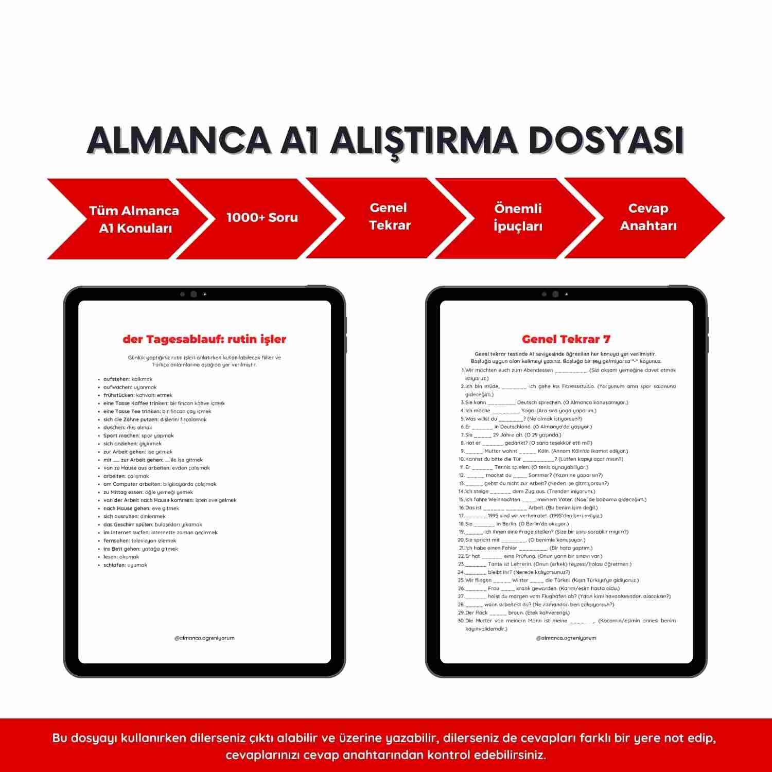 Almanca A1 Alistirma Dosyasi tüm A1 Konulari, 1000 Soru, Cevap Anahtari - Etsy