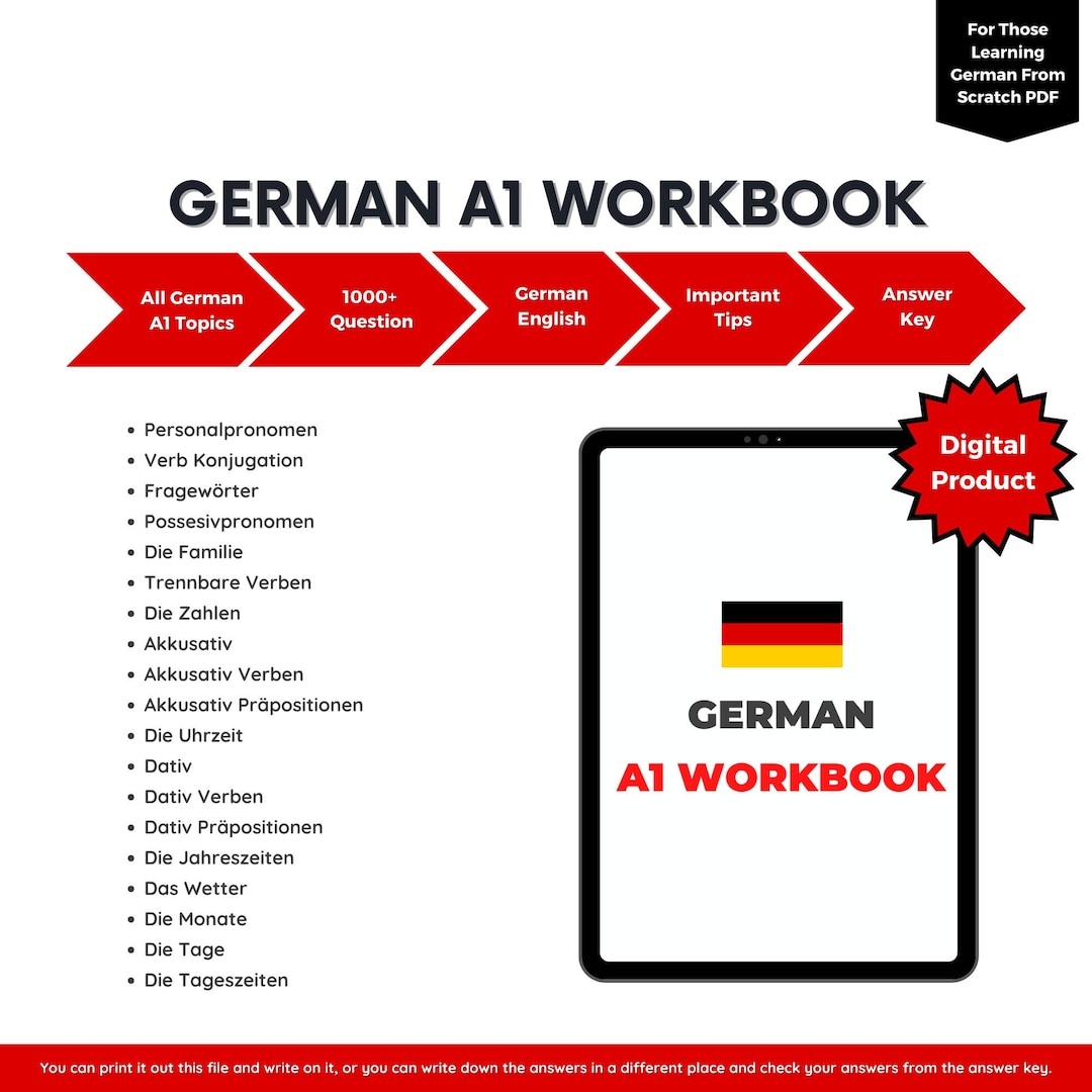 German A1 Workbook includes All German A1 Topics, 1000 Questions ...