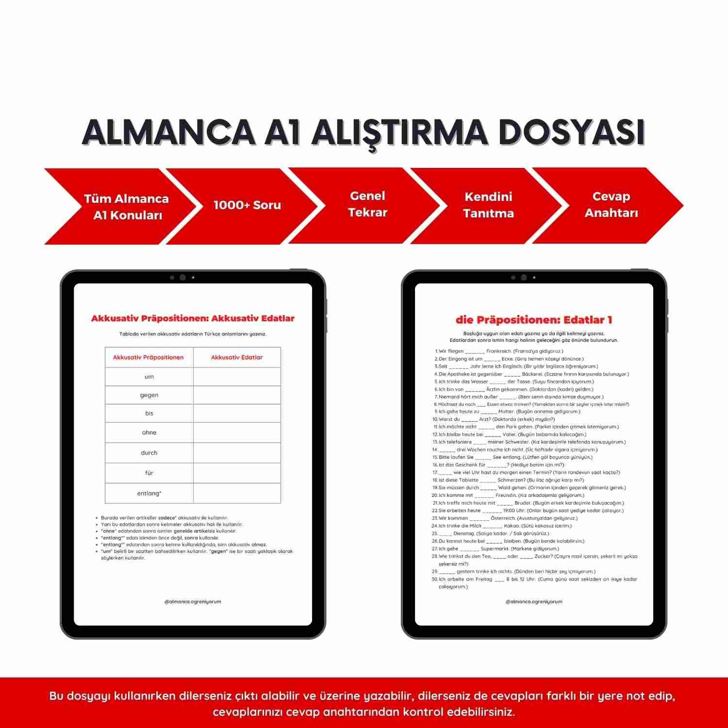 Almanca A1 Alistirma Dosyasi Tüm A1 Konulari 1000 Soru - Etsy.de