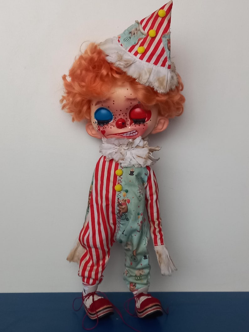 OOAK Art Doll Pixie Clown – Handmade Creepy Cute Circus Doll, Whimsical ...
