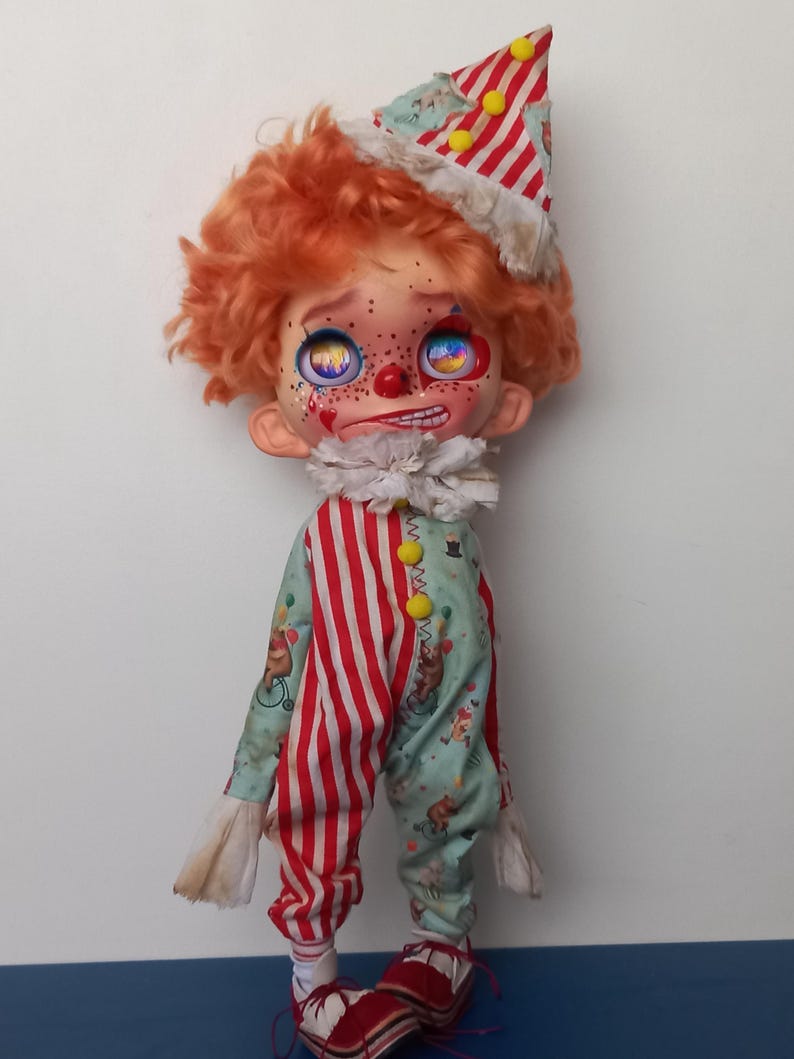 OOAK Art Doll Pixie Clown – Handmade Creepy Cute Circus Doll, Whimsical ...