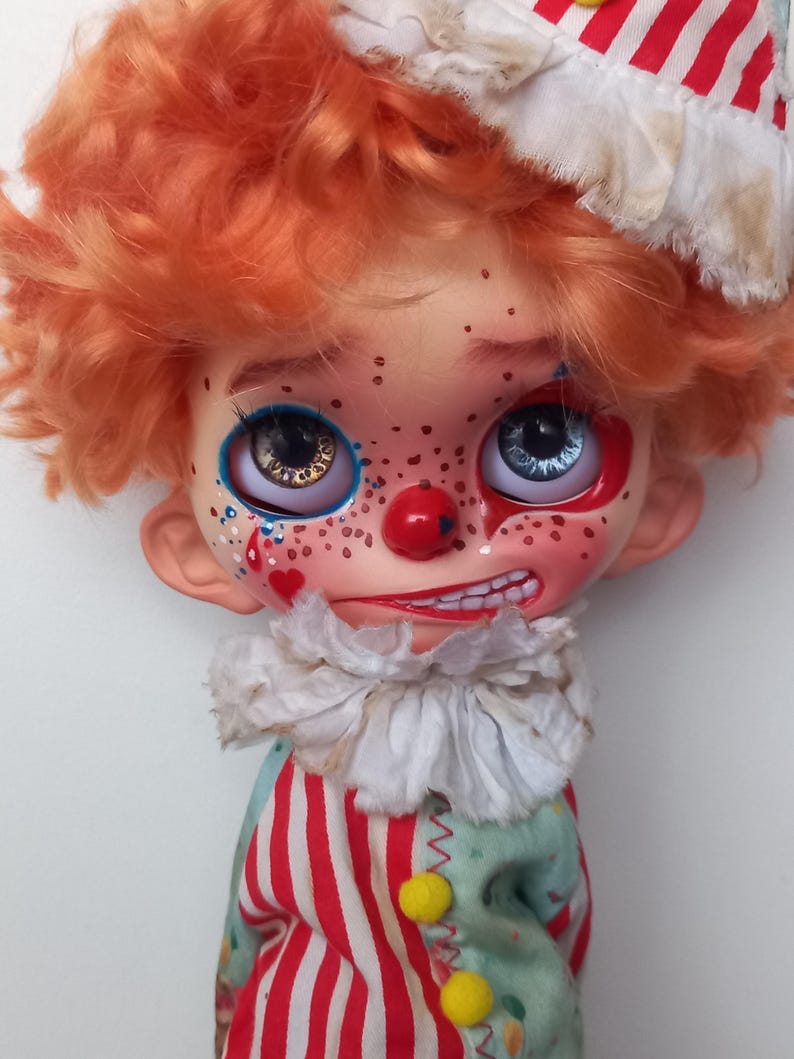 OOAK Art Doll Pixie Clown – Handmade Creepy Cute Circus Doll, Whimsical ...