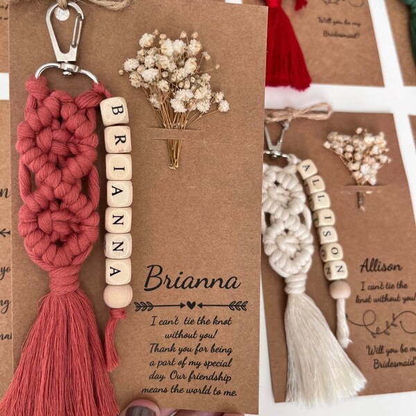 Macrame Name Keychain Etsy