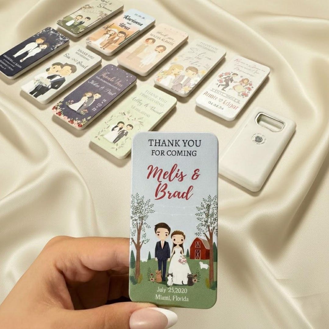 Animated Character Themed, Personalized Bottle Opener Magnet Wedding ...
