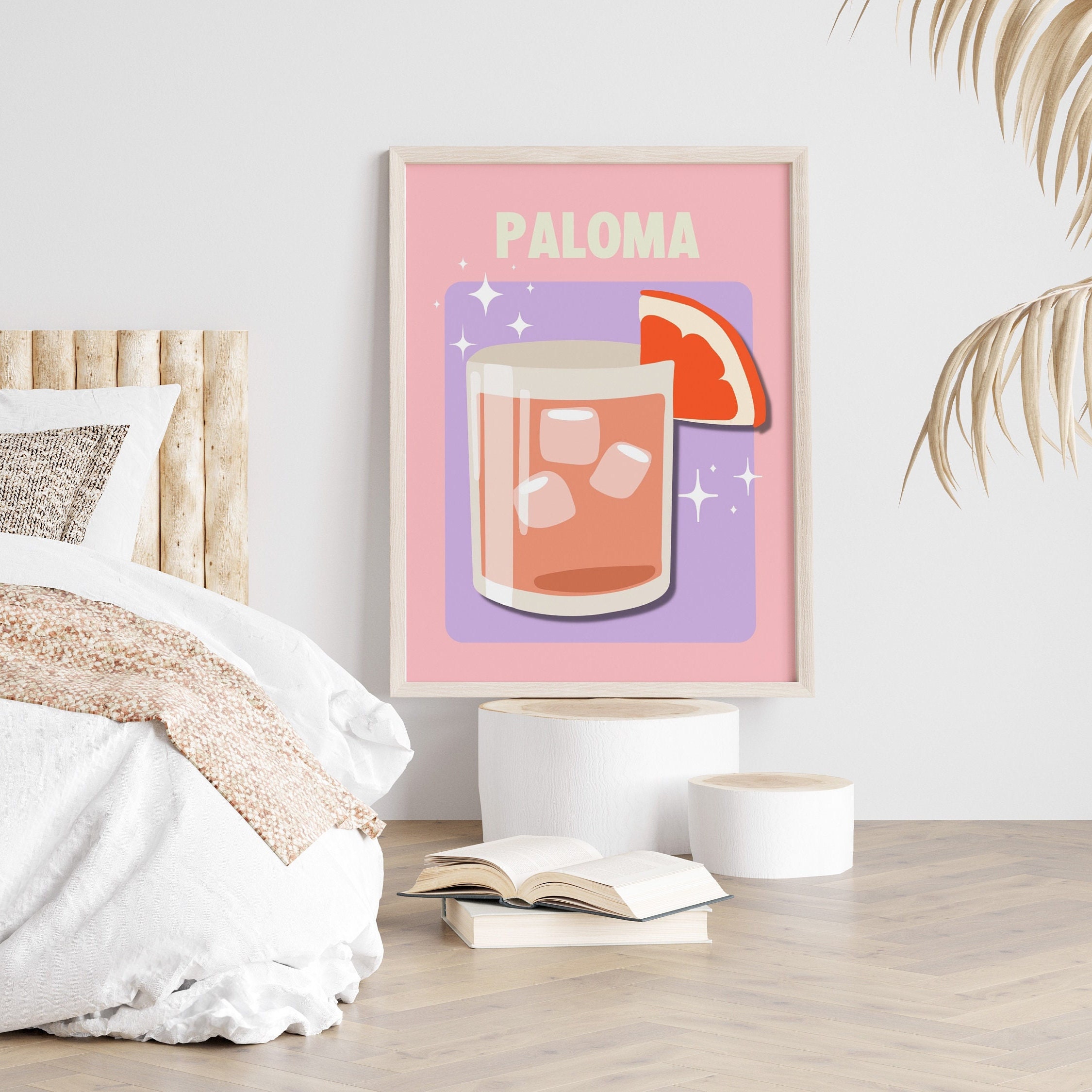 Retro Paloma Print Cocktail Poster Bar Cart Accessory - Etsy