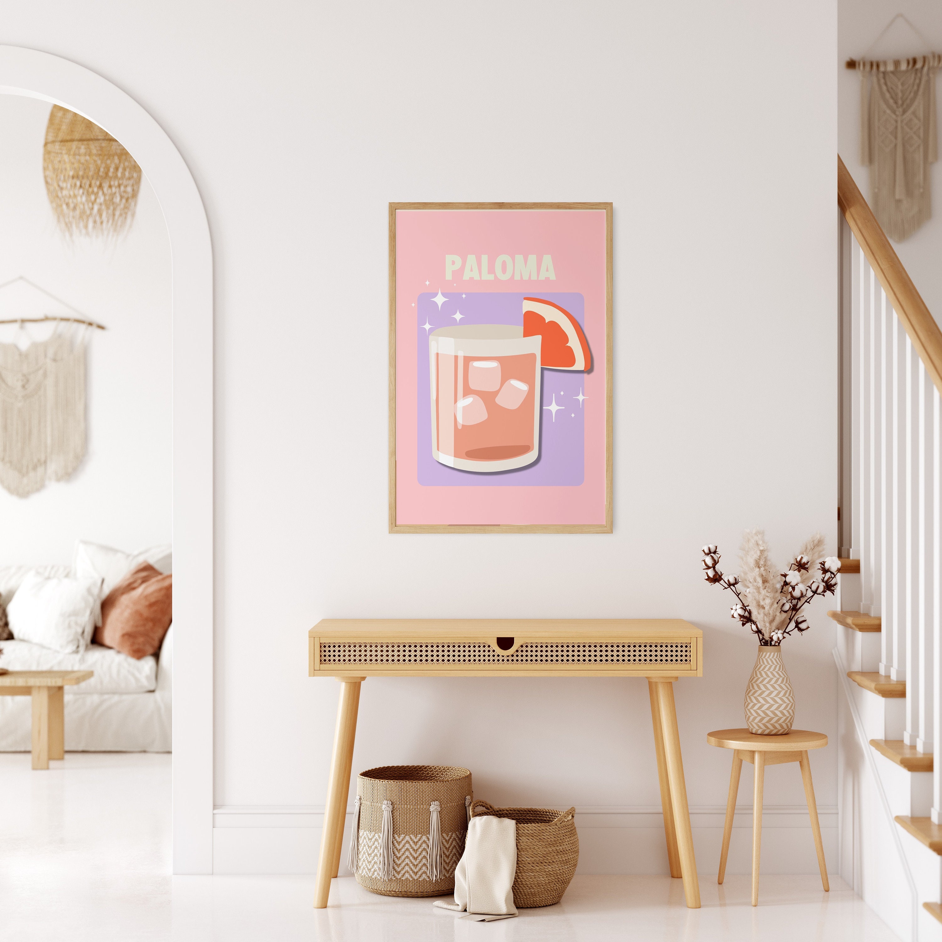 Retro Paloma Print Cocktail Poster Bar Cart Accessory - Etsy