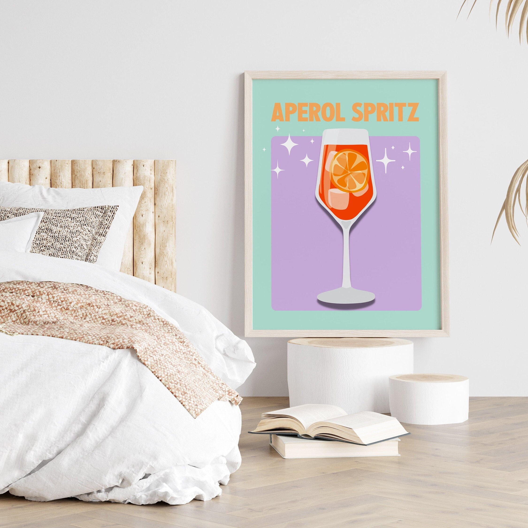 Retro Aperol Spritz Print, Cocktail Poster, Bar Cart Accessory, Alcohol ...
