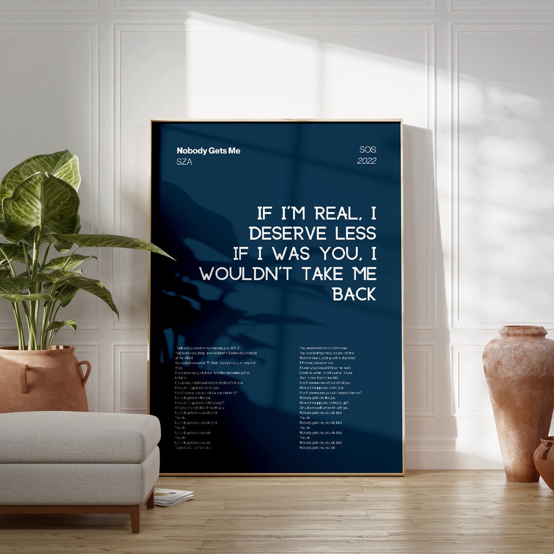 SZA SOS Nobody Gets Me Poster, Sza Sos Album Poster, Sza SOS Merch, Sza ...