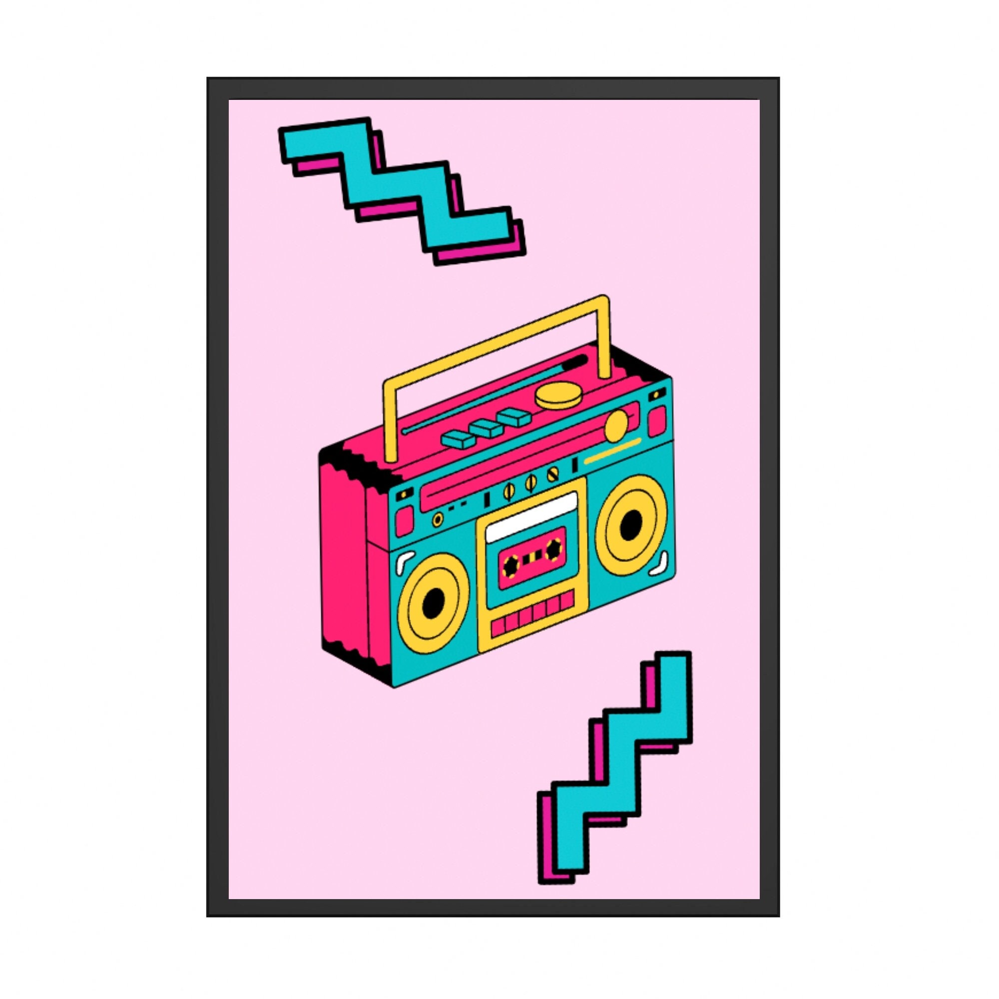 80s 90s BOOMBOX PRINT A3 A4 Bright Wall Art Bedroom Print - Etsy