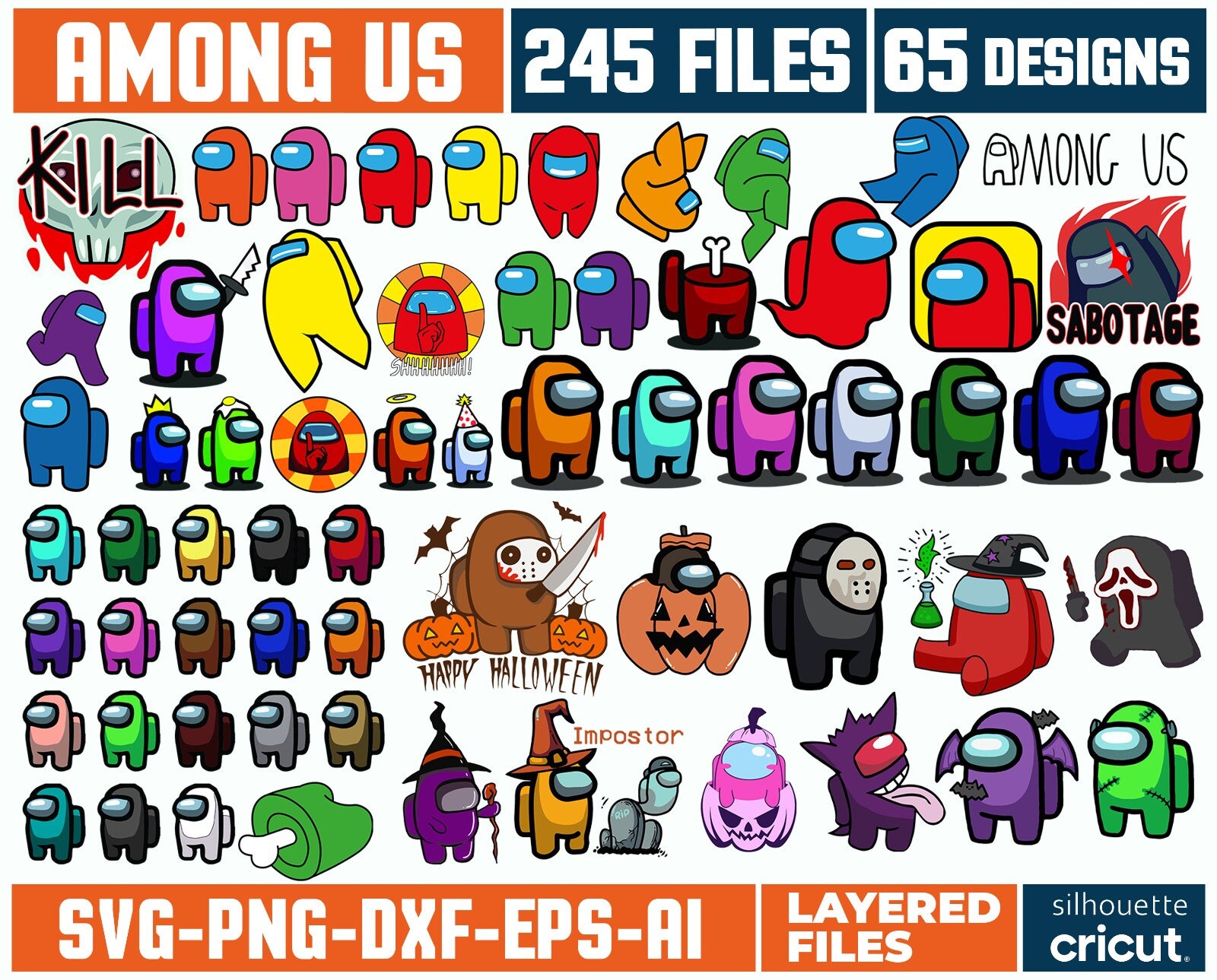 Among Us Svg Bundle Layered Item Amongus Impasta Game - Etsy