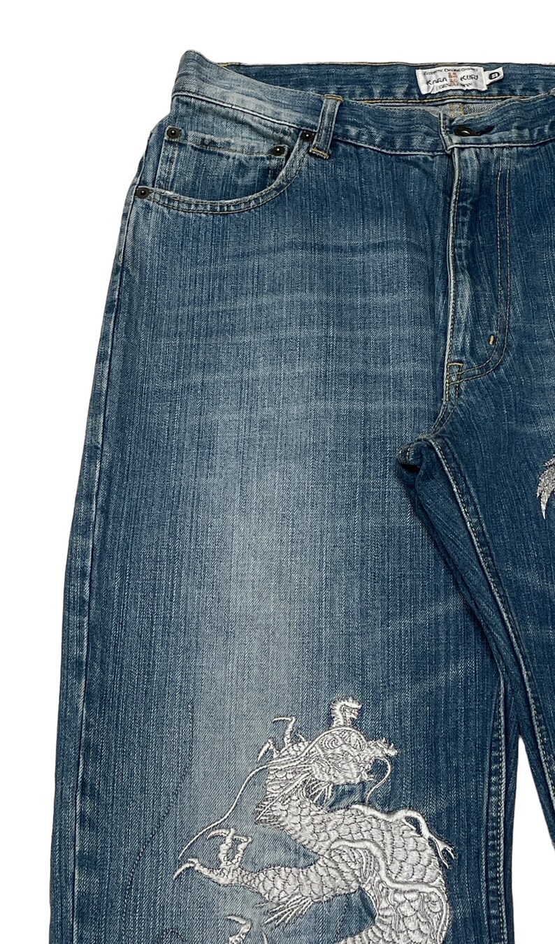 Rare Design Vintage Japanese Brand Kara Kuri Sukajan Jeans 1990s - Etsy