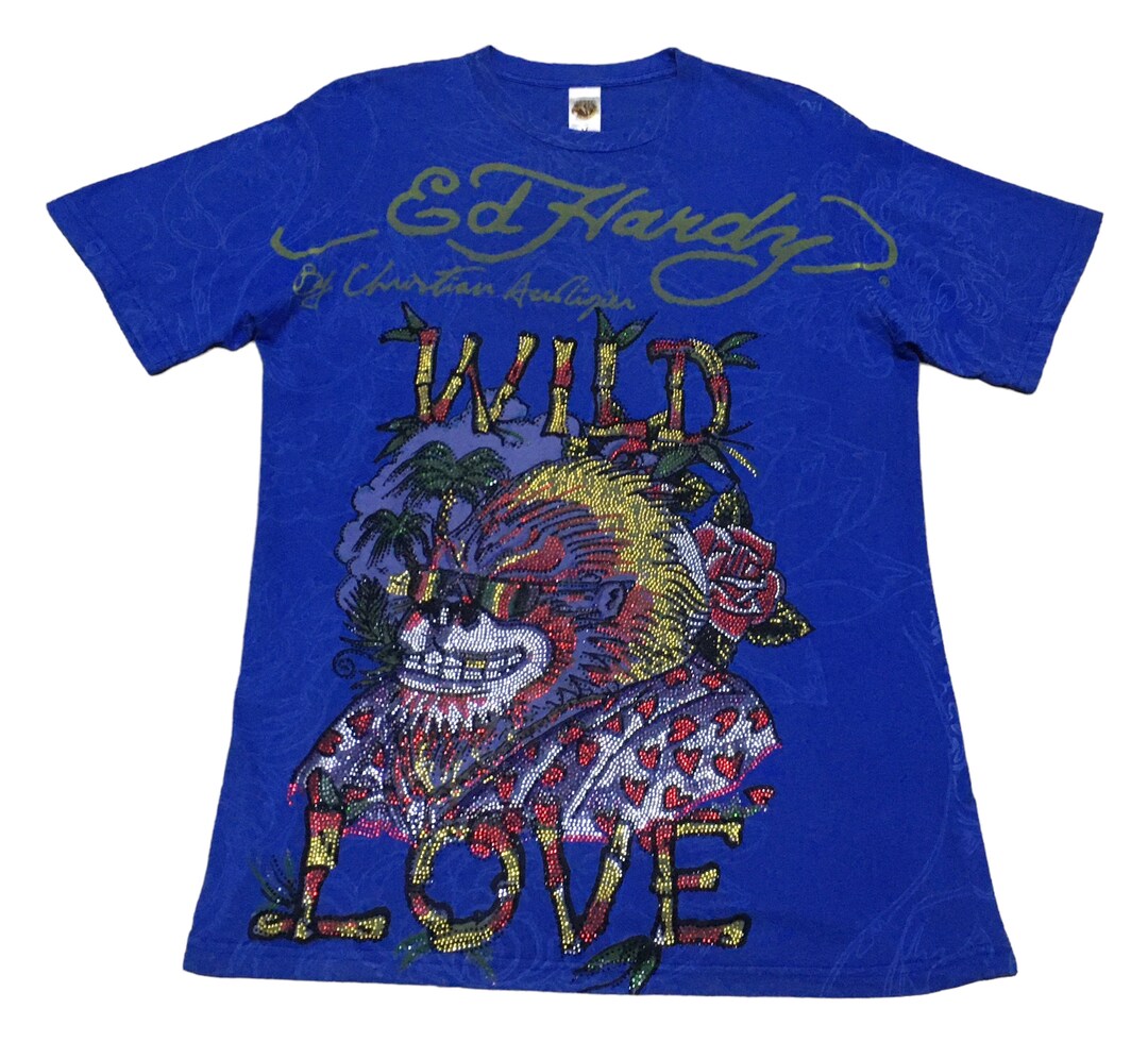 Rare Design Vintage Ed Hardy Full Print T-shirt 2000s - Etsy