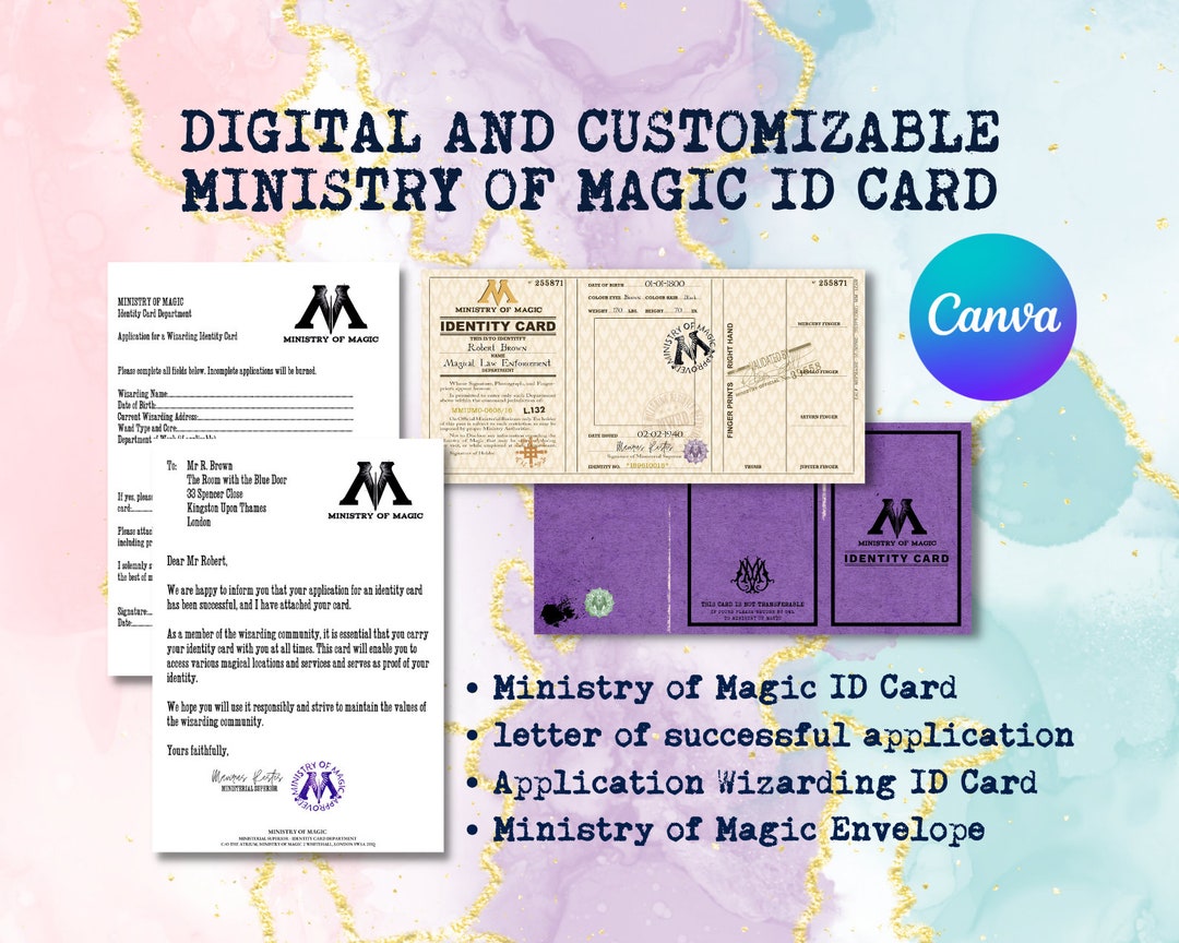 Ministry of Magic ID Card – British Wizarding Government, Editable ...