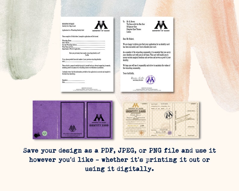Ministry of Magic ID Card – British Wizarding Government, Editable ...
